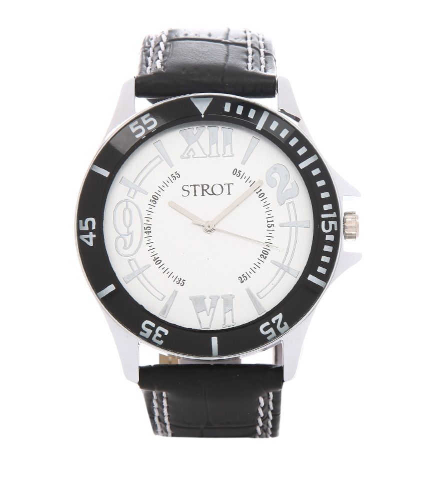 Strot Silver Analog Leather Strap Casual Watch For Men and Women Price ...