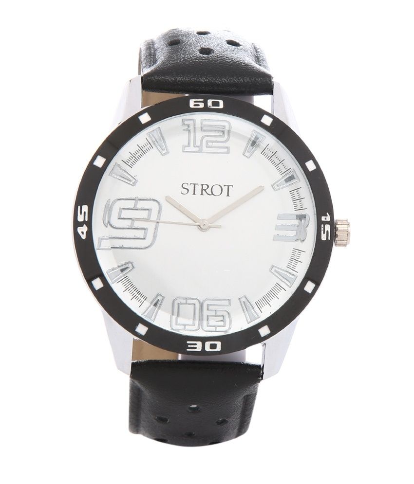 Strot Silver Analog Leather Strap Casual Watch For Men and Women Price ...