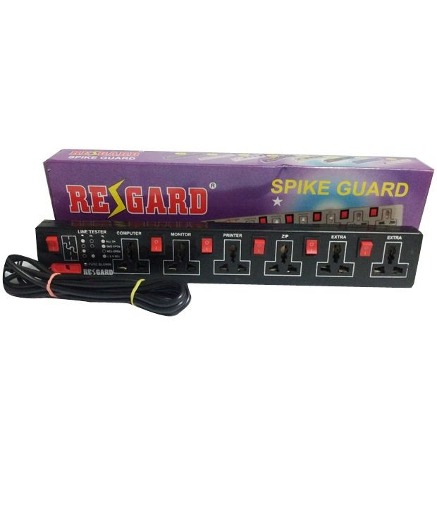 Buy Re-Gard- 3 Yards 6 Switch 6 Socket Extension Board Spike Guard ...
