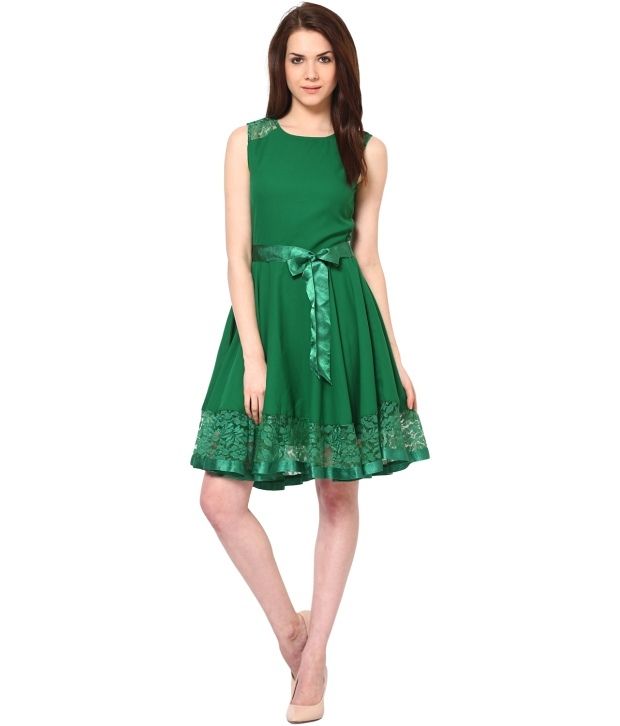 The Vanca Solid Green Dress - Buy The Vanca Solid Green Dress Online at ...