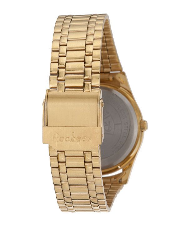 Rochees Shimmery Gold tone & White Studded Watch - Buy Rochees Shimmery ...