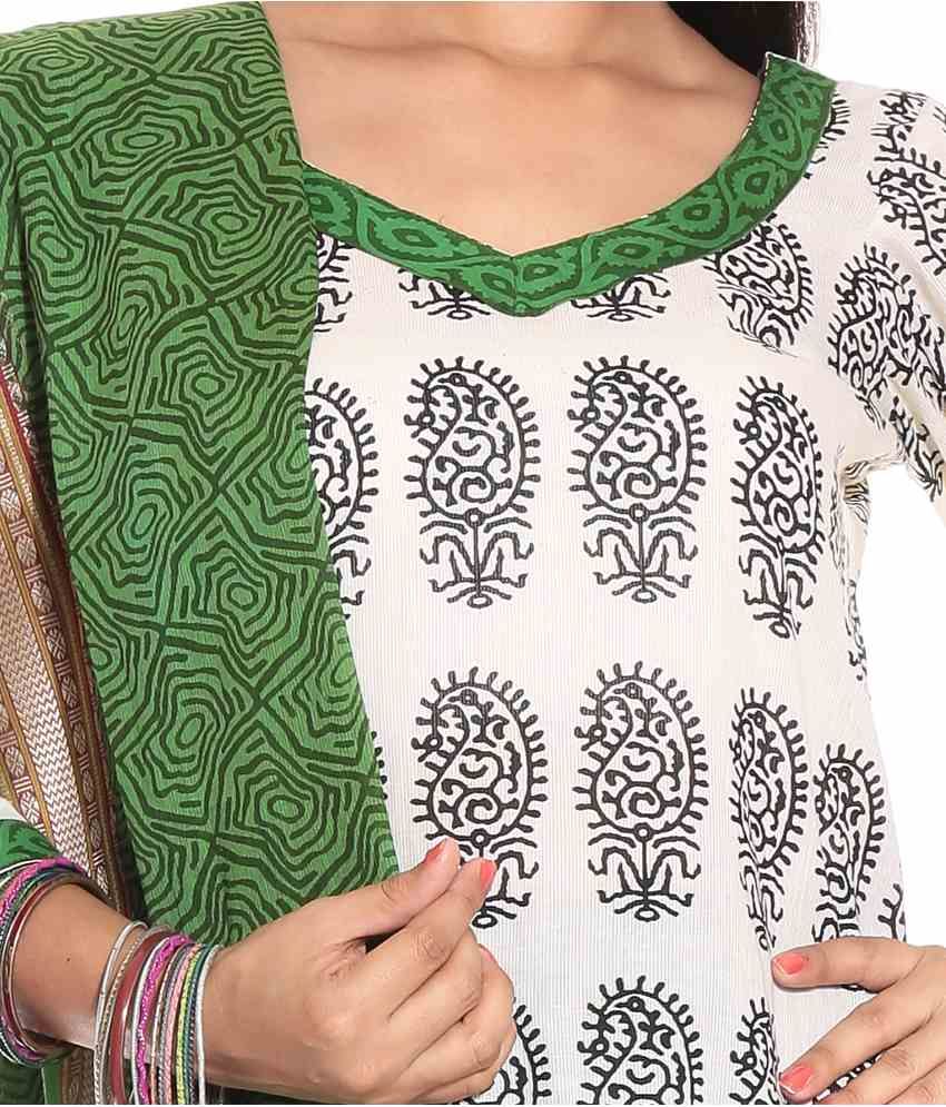 Desh Ki Mitti White Cotton Unstitched Dress Material - Buy Desh Ki ...