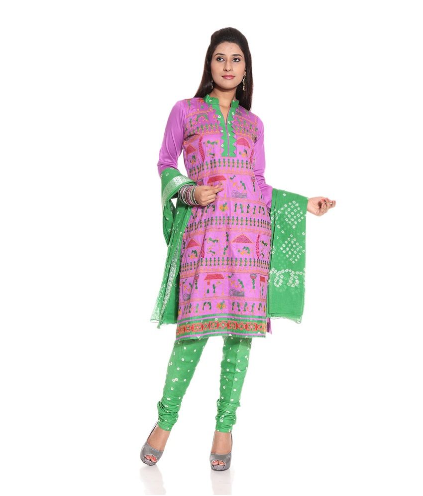 Desh Ki Mitti Purple Cotton Unstitched Dress Material - Buy Desh Ki ...
