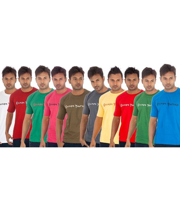 TSG Escape Multi Color T-Shirt -Pack of 10 - Buy TSG Escape Multi Color ...