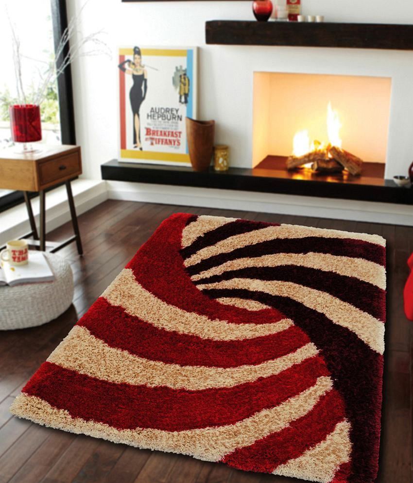 Flooring India Red & Beige Contemporary Carpets 4x6 Ft. - Buy Flooring ...