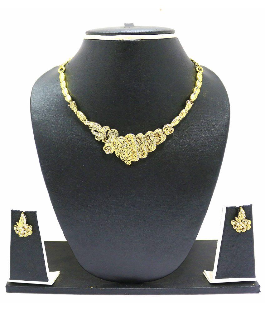 Zaveri Pearls Golden Alloy Contemporary Necklace Set Buy Zaveri