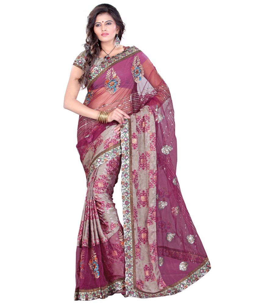 Surat Tex Net Printed Saree With Blouse Piece Buy Surat Tex Net