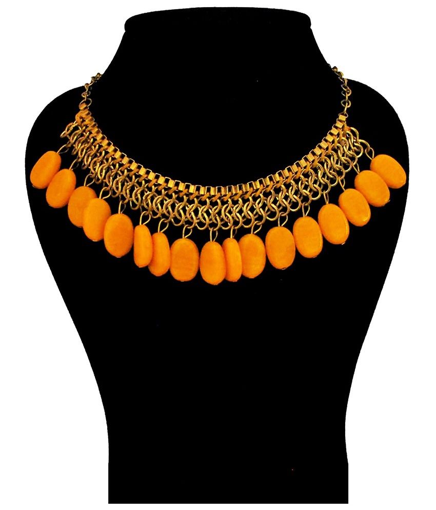 Renaissance Traders Designer Orange Coloured Bead Necklace - Buy ...