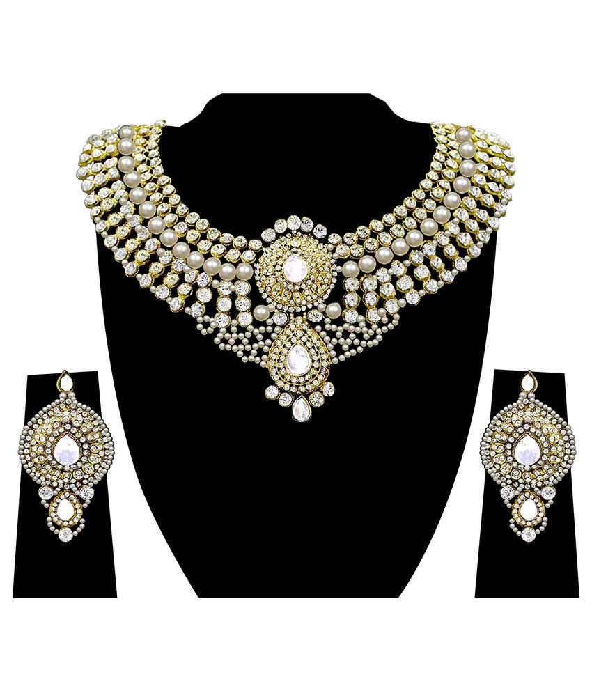 Zaveri Pearls Golden Mesmerizing Dulhan Necklace Set Buy Zaveri