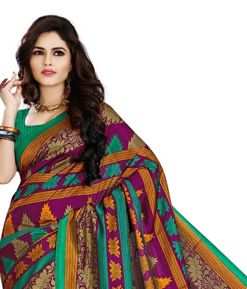 Plenova Multi Color Dupion Silk Saree Buy Plenova Multi Color Dupion