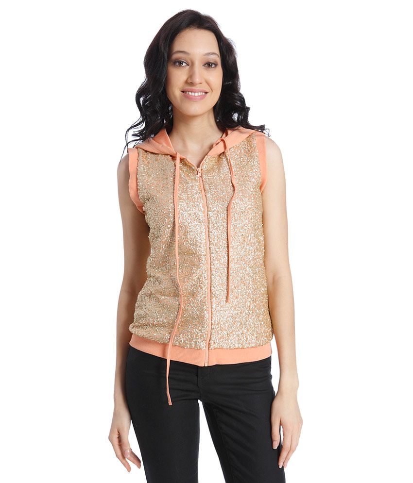 Buy Vero Moda Peach Sleeveless Zippered Cardigans Online at Best Prices ...