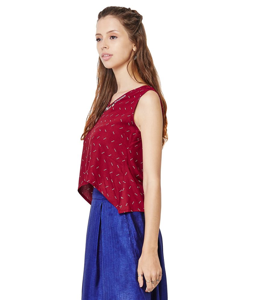 Global Desi Red Sleeveless Tops - Buy Global Desi Red Sleeveless Tops ...