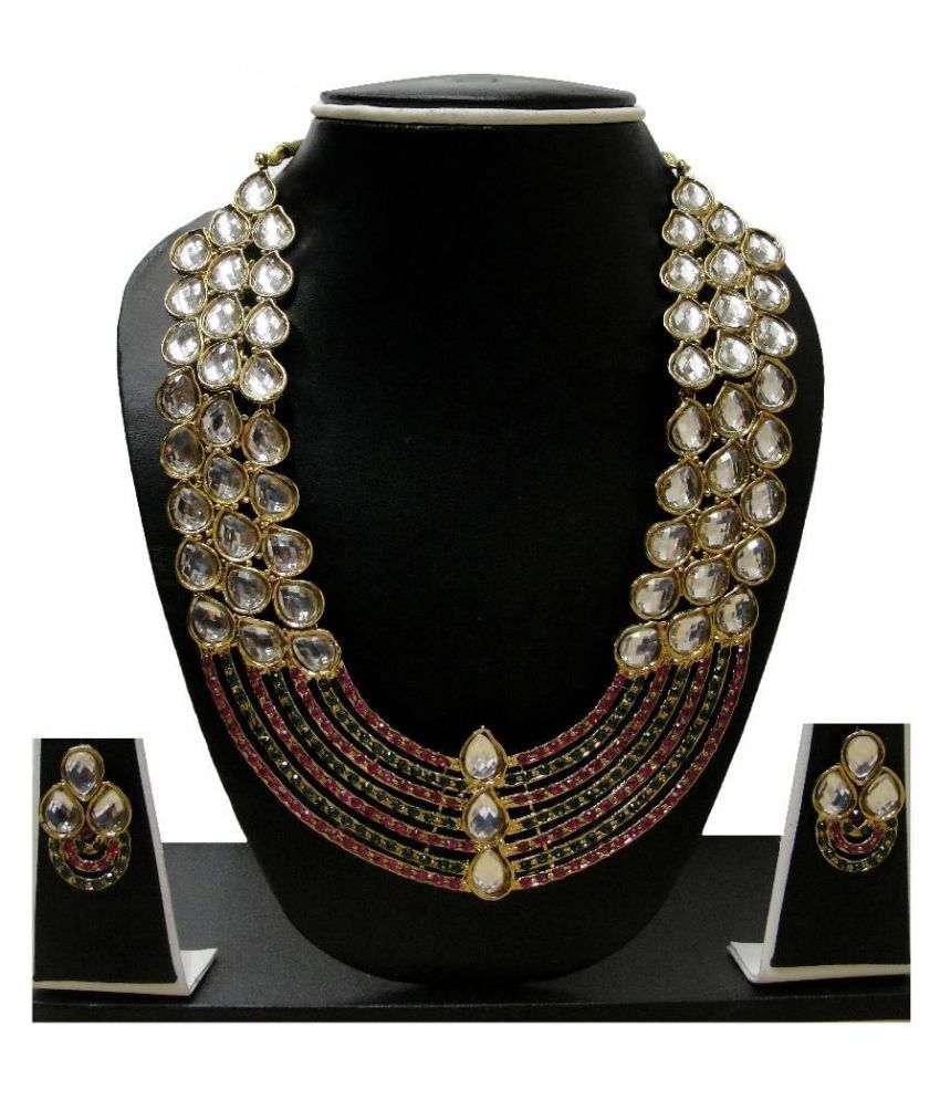 Zaveri Pearls Golden Necklace Set Buy Zaveri Pearls Golden Necklace