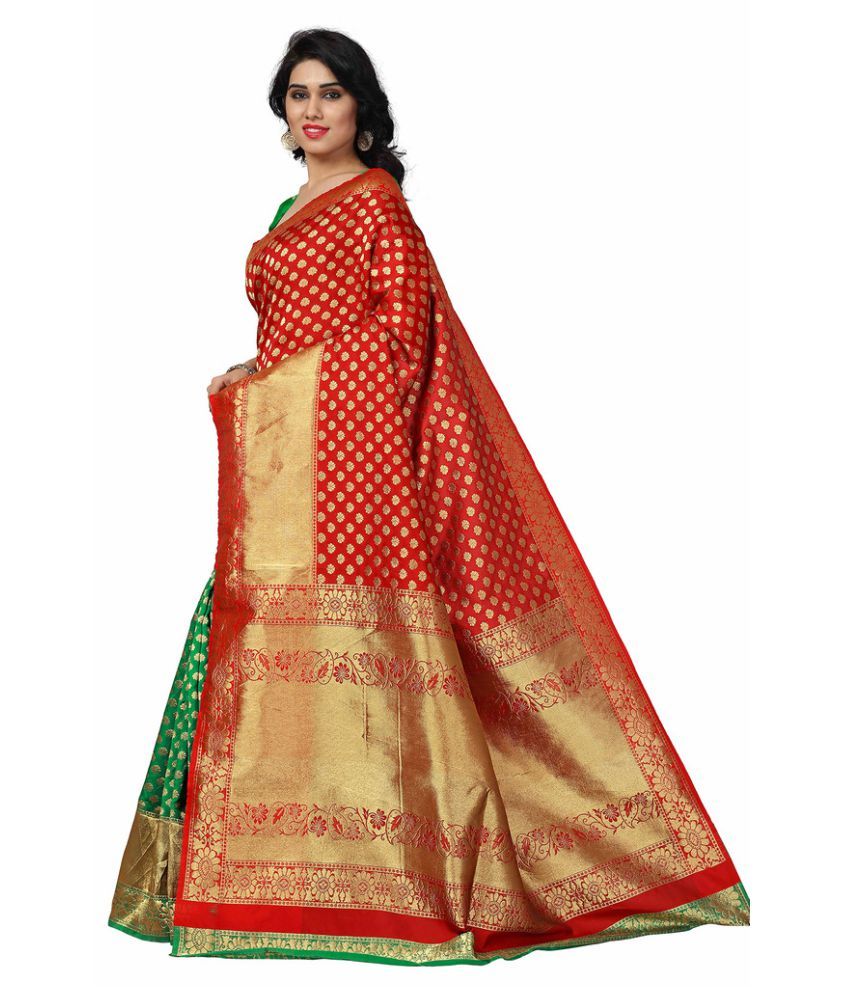 Inheart Red Tussar Silk Saree Buy Inheart Red Tussar Silk Saree