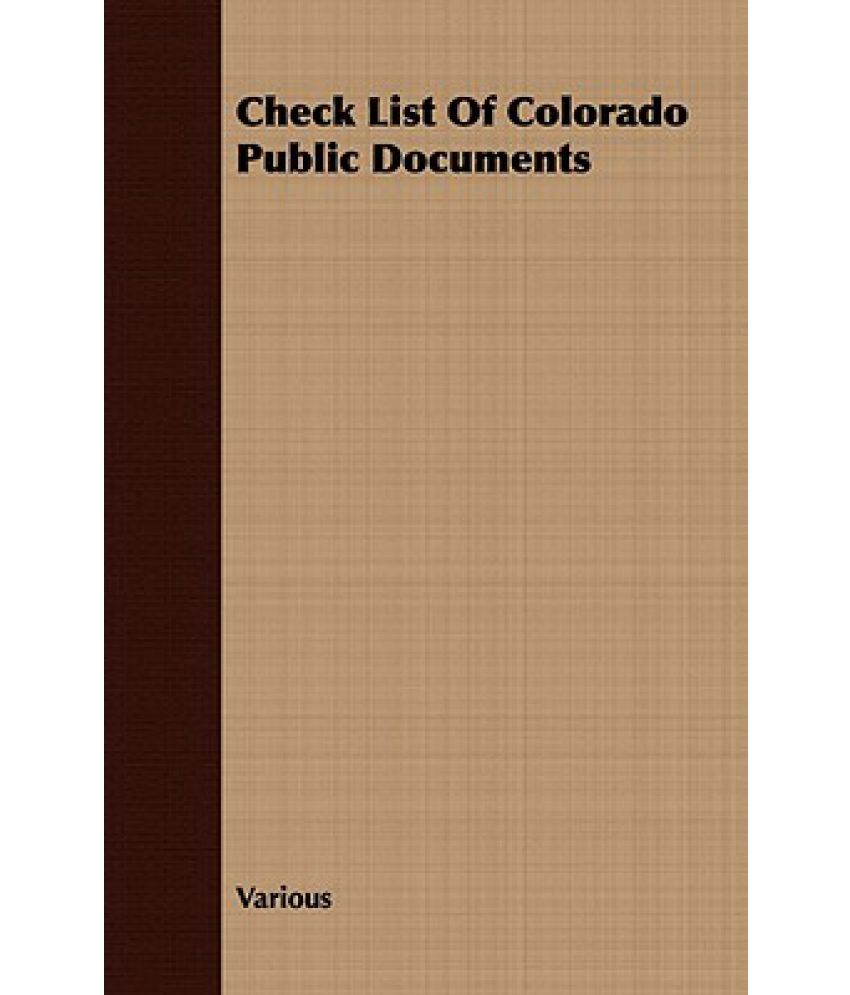 Check List Of Colorado Public Documents Buy Check List Of Colorado