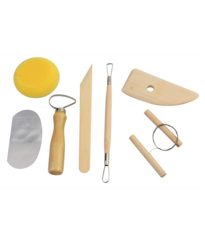 Bianyo Multicolour Wooden Pottery Tool Kit Set Of 8: Buy Online at Best ...