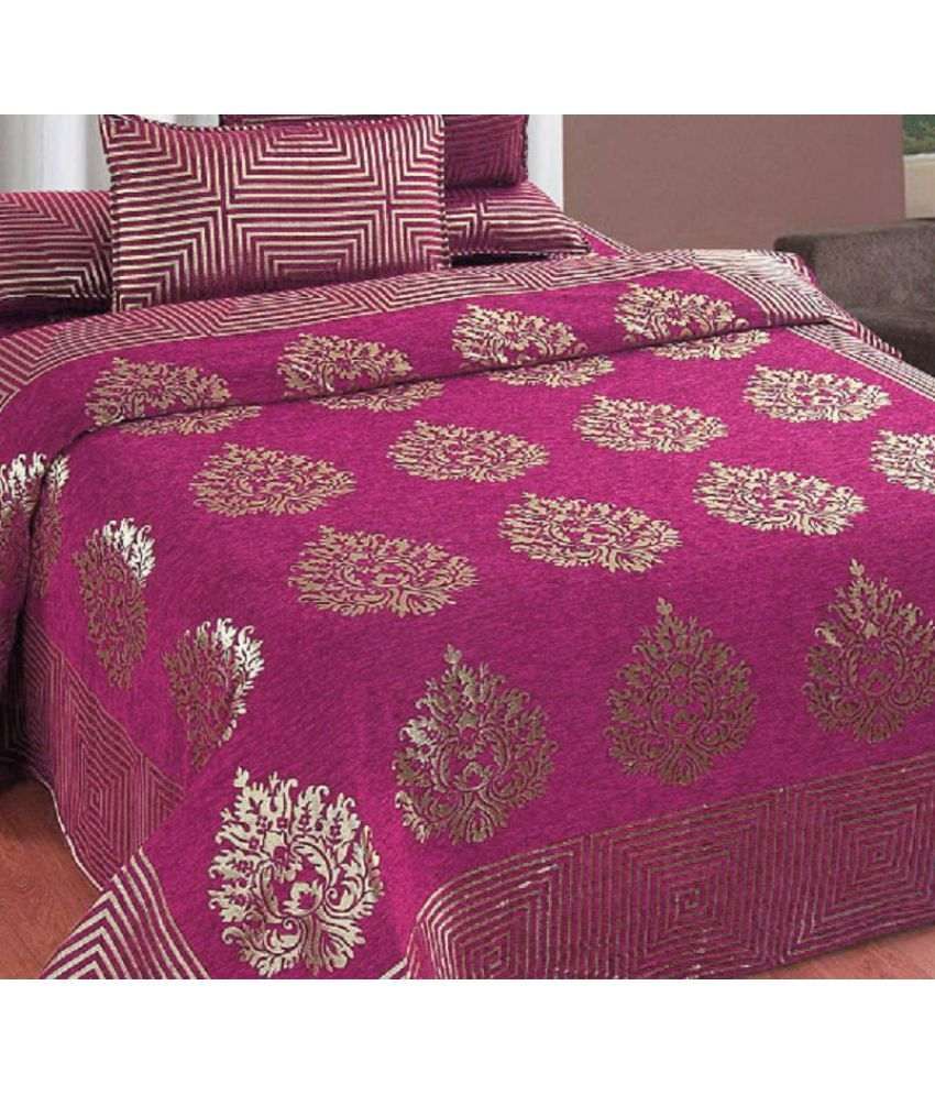 RedBear Double Velvet Pink Embroidery Bed Sheet - Buy RedBear Double ...