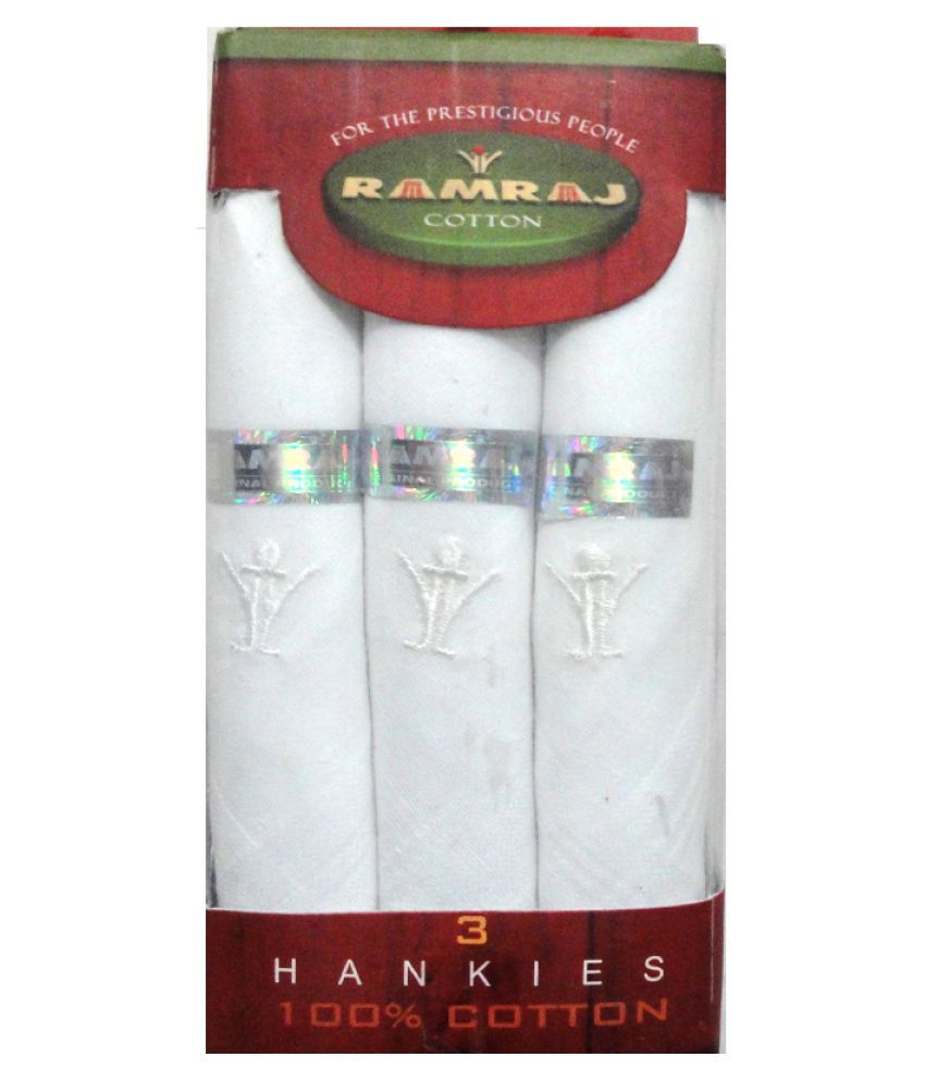 Ramraj White Cotton Handkerchief - Pack of 3: Buy Online at Low Price ...