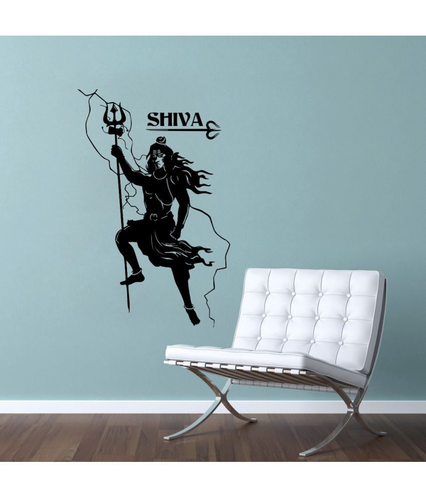 Creatick Studio Shiva Trishul PVC Vinyl Black Wall Sticker - Pack of 1 ...