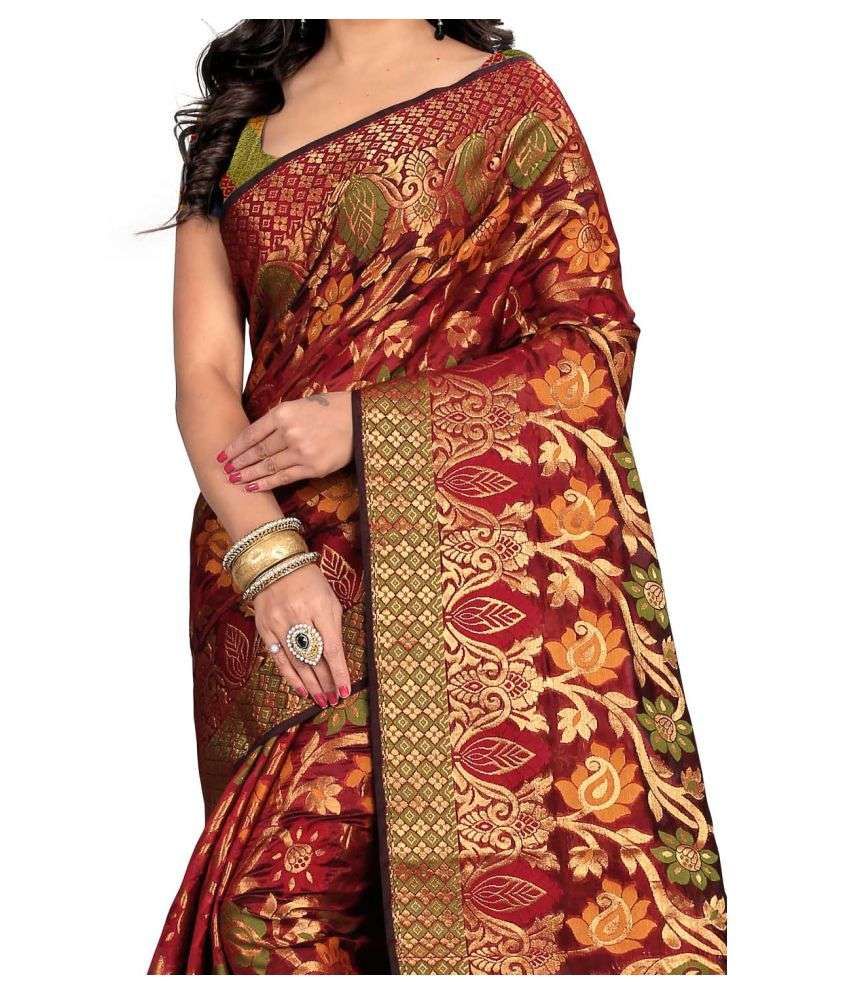 Saloni Designer Maroon Banarasi Silk Saree Buy Saloni Designer Maroon