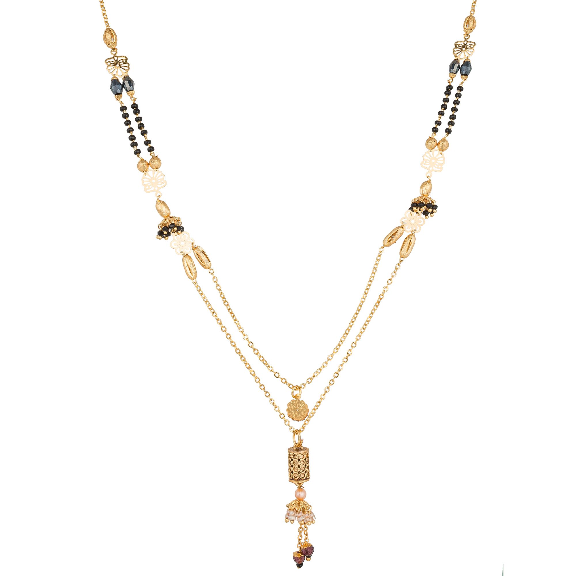 Pankh Brass Golden Diamonds Mangalsutra and Mala Combo-349: Buy Pankh ...