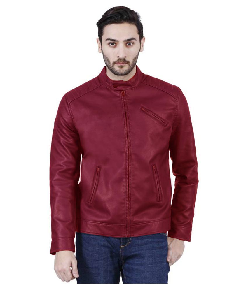 MotReX Maroon Leather Jacket - Buy MotReX Maroon Leather Jacket Online ...