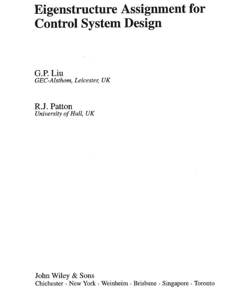 Eigenstructure Assignment For Control System Design Buy Eigenstructure Assignment For Control