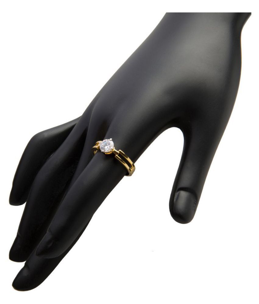 Shining Jewel 24k Gold Plated Classic Solitaire Design Finger Ring For