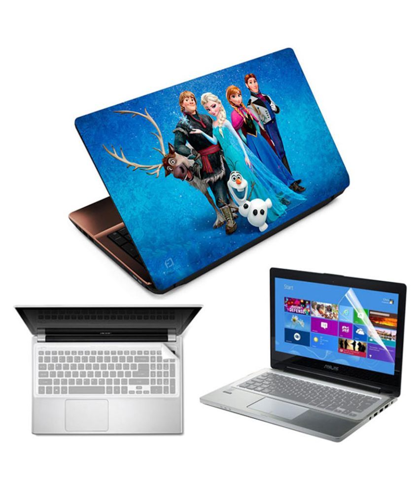 FineArts Frozen Team 3 In 1 Combo of Printed Laptop Skin Pack With ...