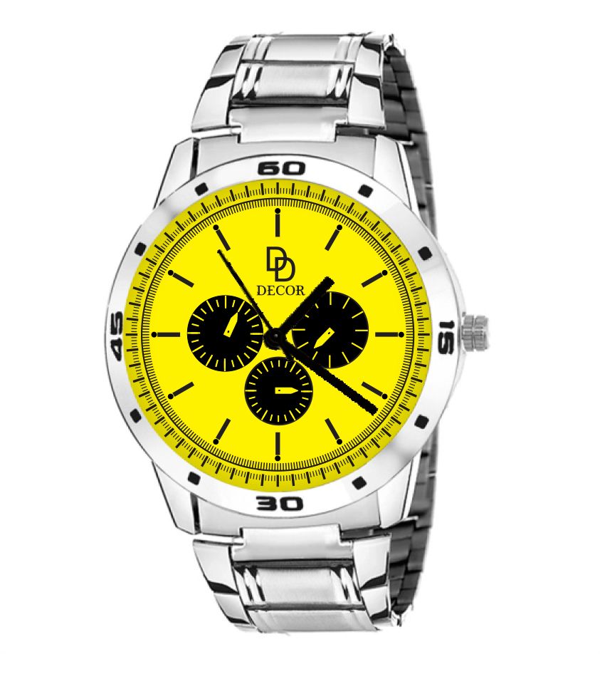 Decor Analog Yellow Dial Men's & Boy's Watch-CHN-1-SLVR- D48 - Buy ...