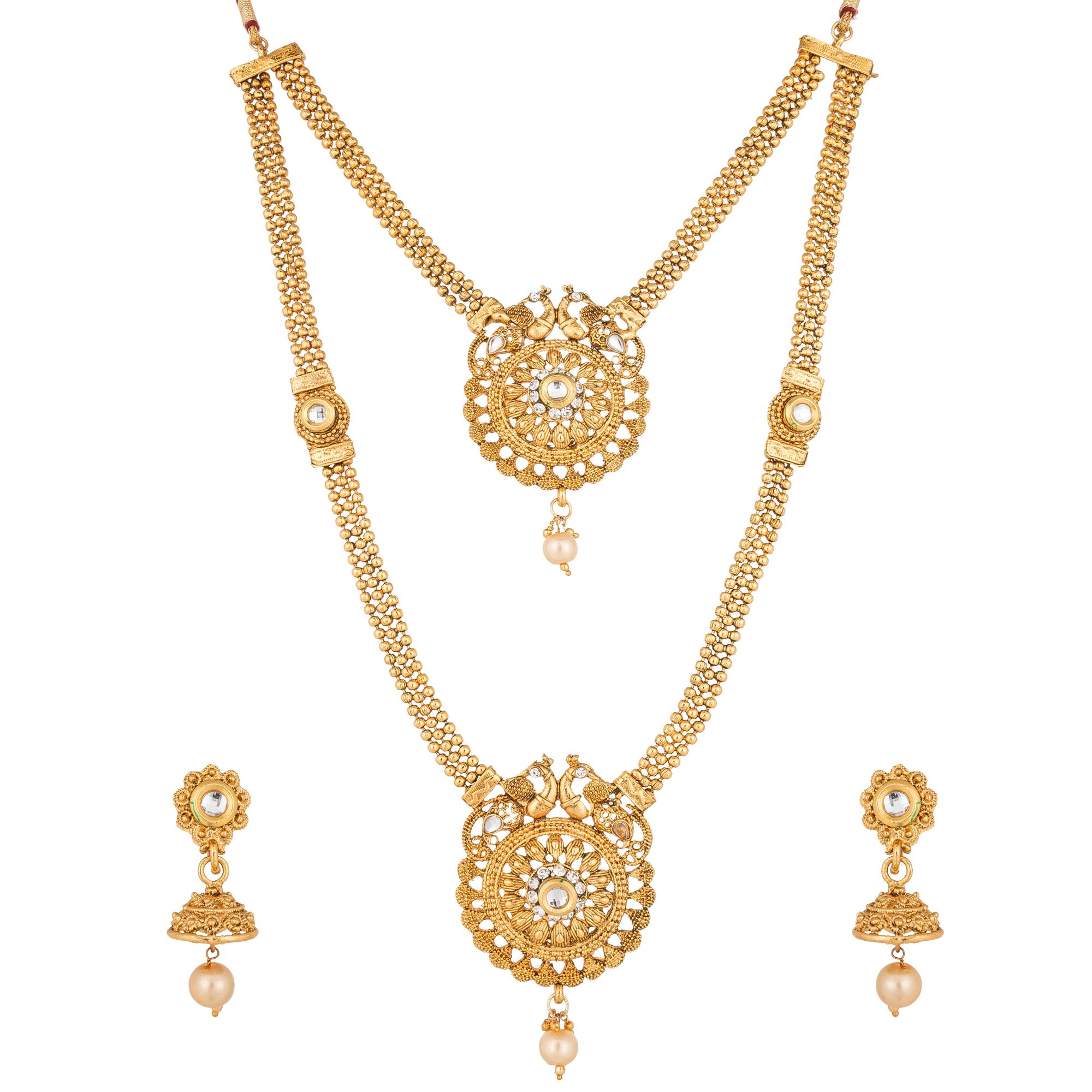 Pankh Diamonds Brass Golden Necklace Set Combo-302 - Buy Pankh Diamonds ...