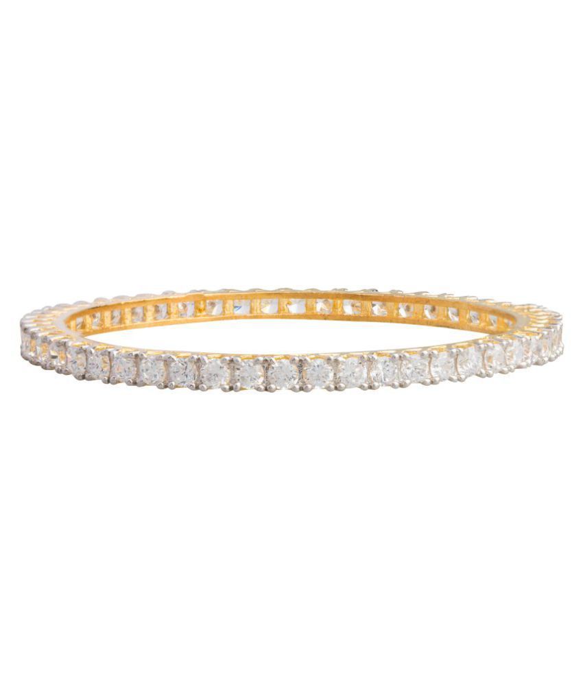 Shining Jewel 24k Gold Plated American Diamond Cz Solitaire Bangles For