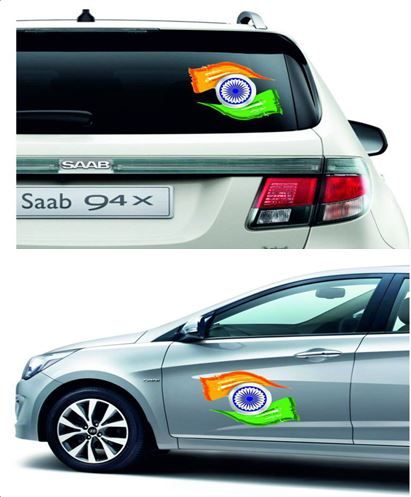 Rider Indian National Flag Tricolour Car Decals & Stickers 4 x 7 inch ...