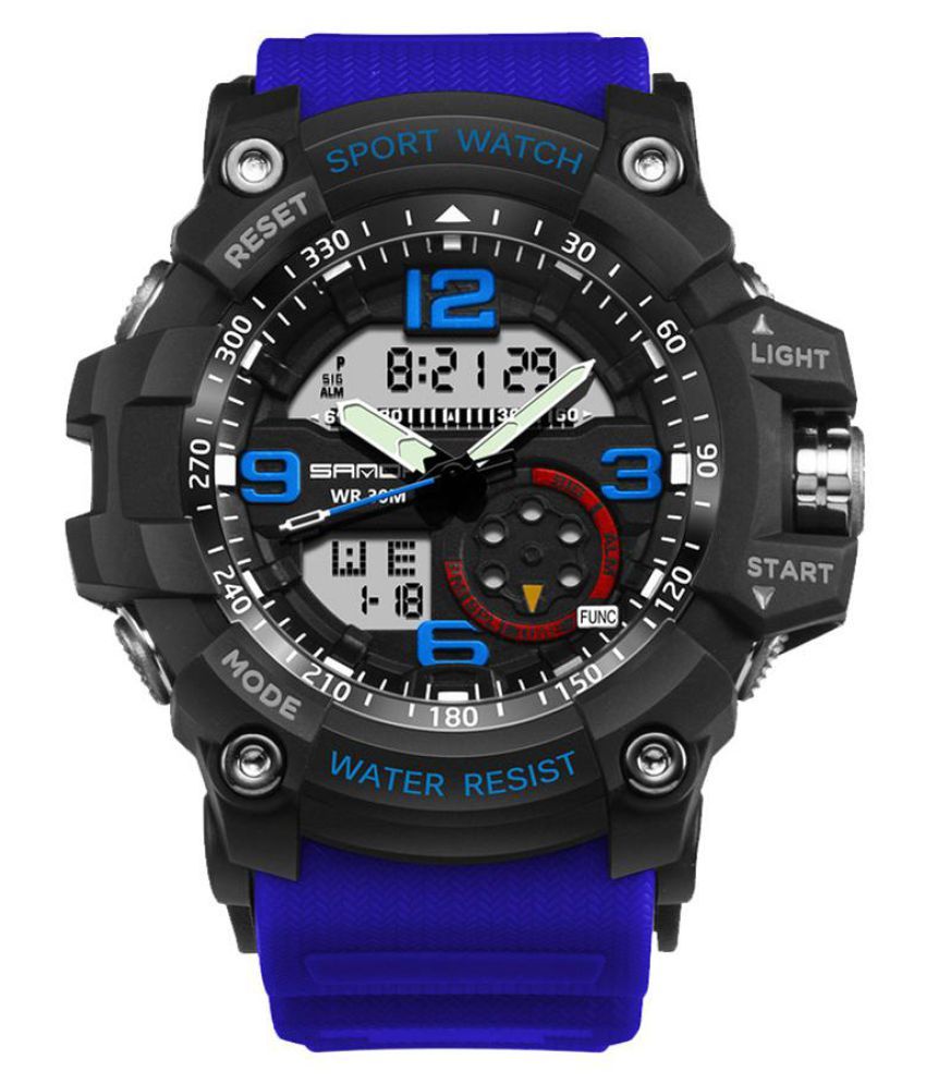 Digital Analog Dual Time Zones Calendar Chronograph Military Men Wrist 