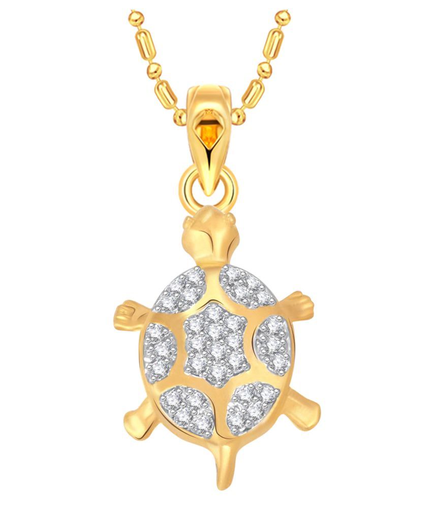 Vighnaharta Tortoise CZ Gold and Rhodium Plated Alloy Pendant for Men ...