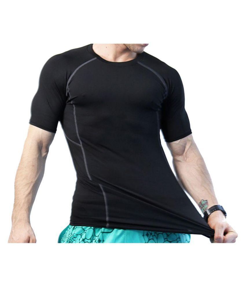 Zesteez Black Half sleeves Men ultra stretchable gym-workout ...