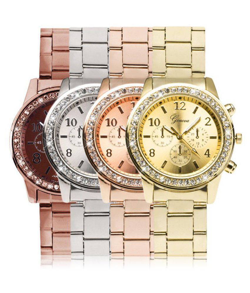 Geneva Bling Crystal Women Girl Unisex Stainless Steel Quartz Wrist