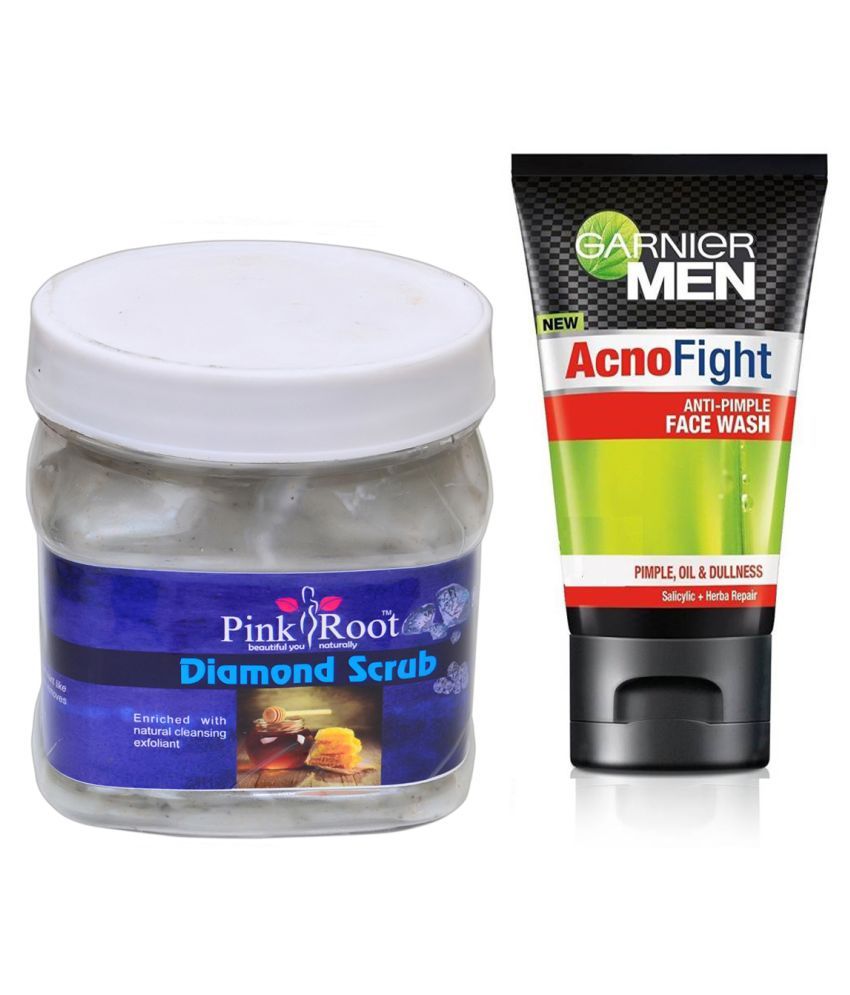 Pink Root Diamond Scrub 500g, Garnier Acno Fight Face Wash 100 gm Pack ...