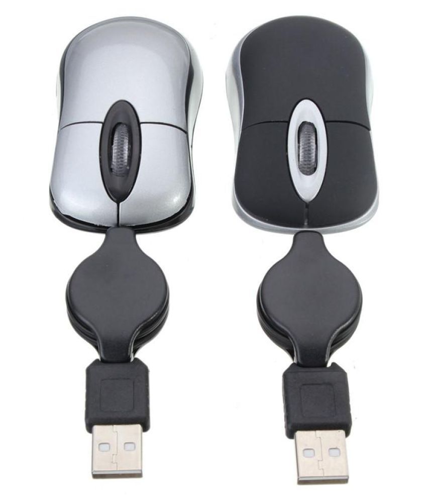 New Mini Optical USB Scroll Mouse Mice Retractable Cable For Laptop PC ...
