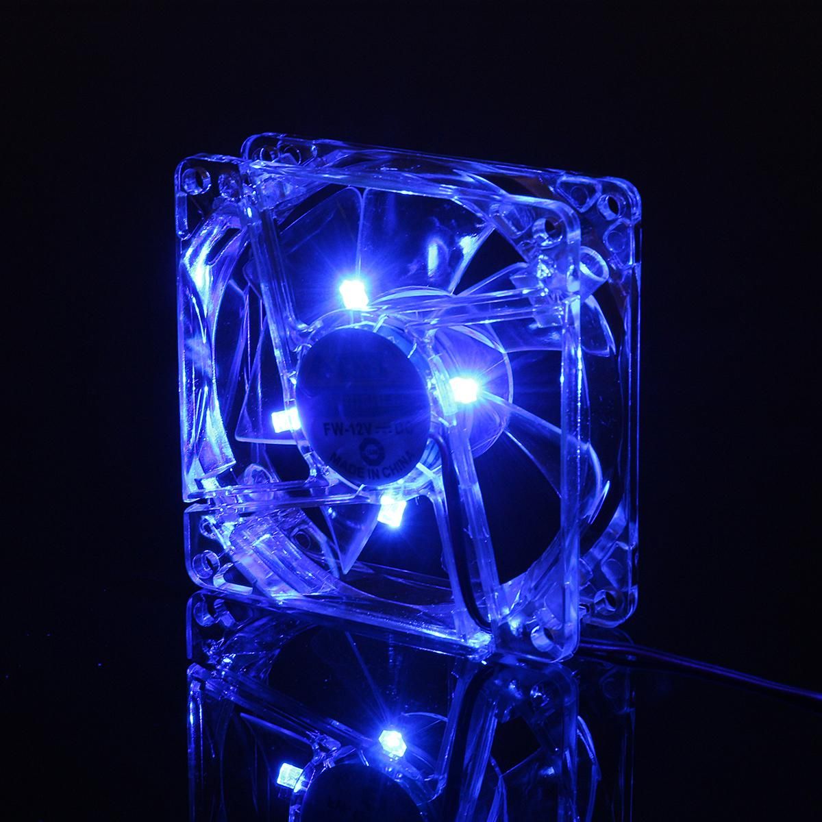 Quad LED Lights Clear 80mm PC CPU Computer Case Cooling Cooler Case Fan ...