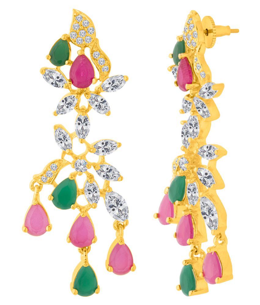 Voylla Striking Color CZ Studded Blooming Dales Dangler Earrings For ...