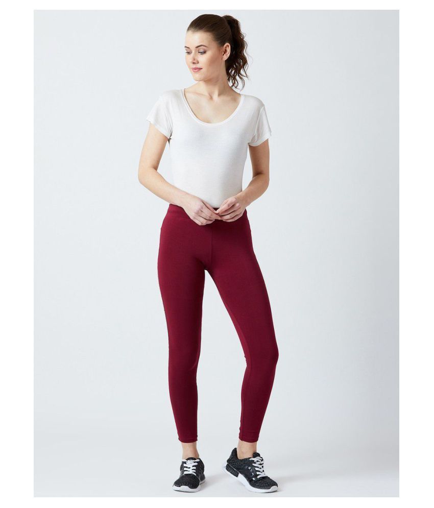 Bombay Clothing Company Cotton Lycra Jeggings - Maroon - Buy Bombay ...