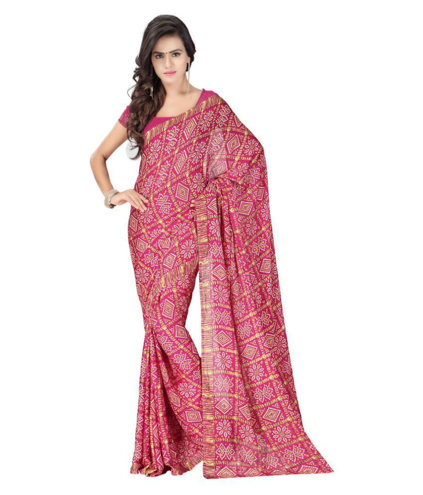 MOKSHA DESIGNS Pink Crepe Silk Saree - Buy MOKSHA DESIGNS Pink Crepe ...
