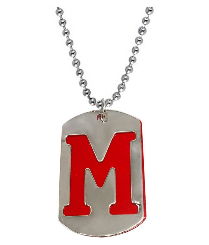 Letter M Alphabet Locket With Chain Stainless Steel, Metal Pendant Set ...
