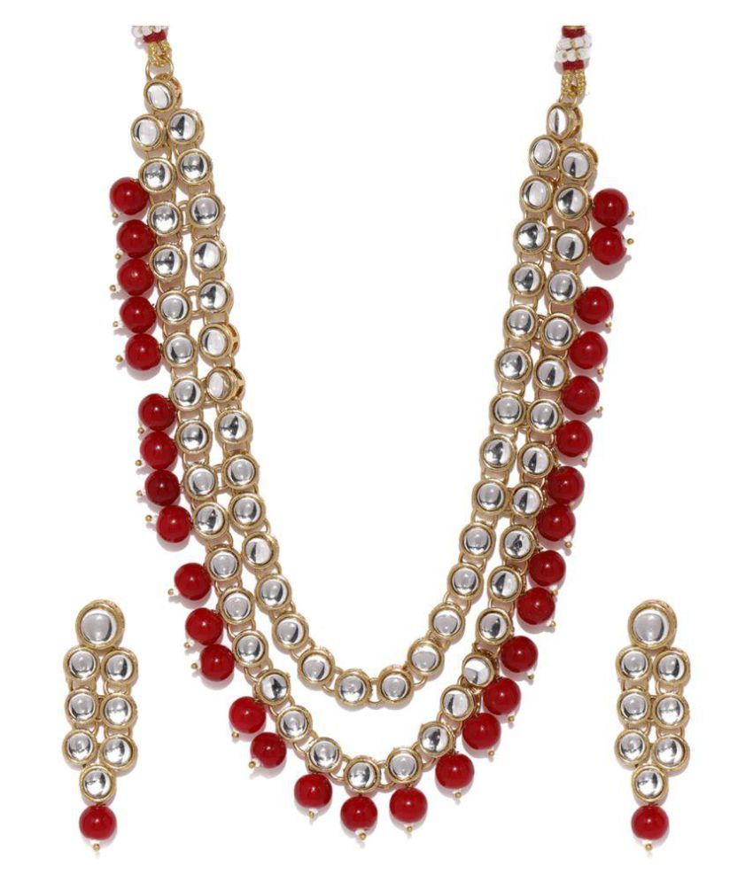 Zaveri Pearls Zinc Golden Choker Traditional 22kt Gold Plated Necklaces