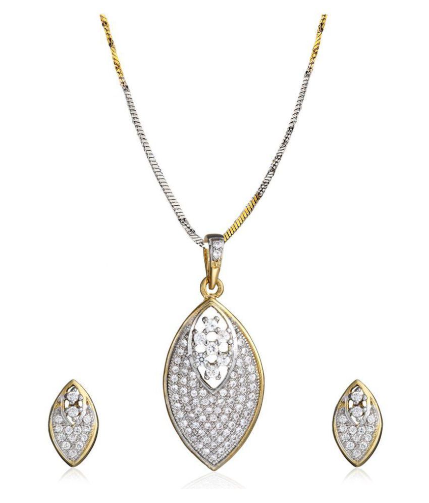Alysa Gold Plated American Diamond Pendant Set Buy Alysa Gold Plated