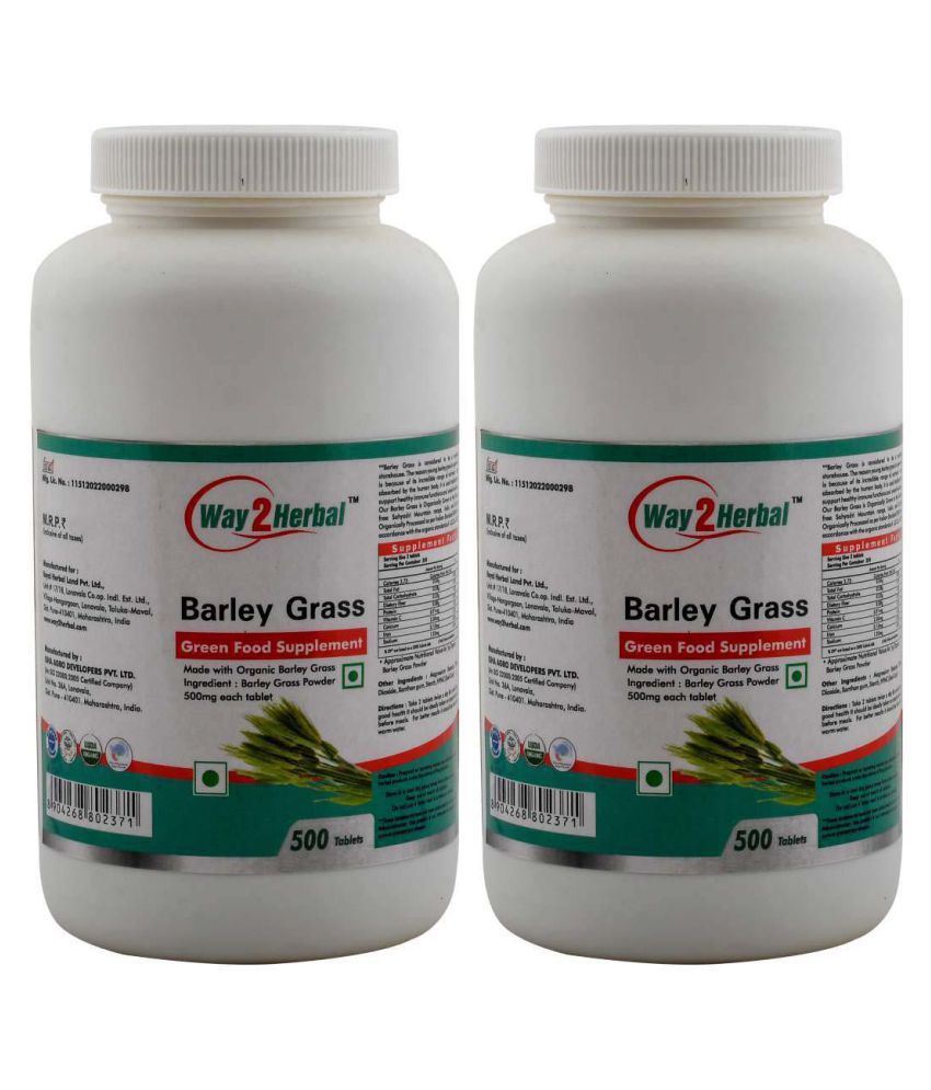 Way2Herbal Barley Grass Tablets 500 no.s Pack of 2: Buy Way2Herbal ...