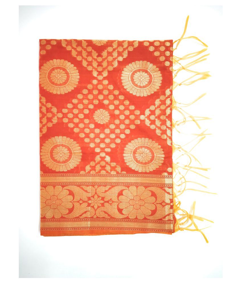 Silk Click India Orange Katan Silk Banarasi Dupatta Price In India