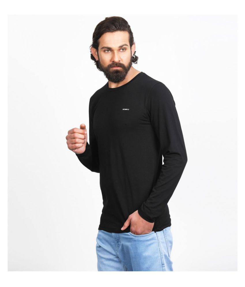 BESIMPLE Cotton Lycra Black Solids T-Shirt - Buy BESIMPLE Cotton Lycra ...