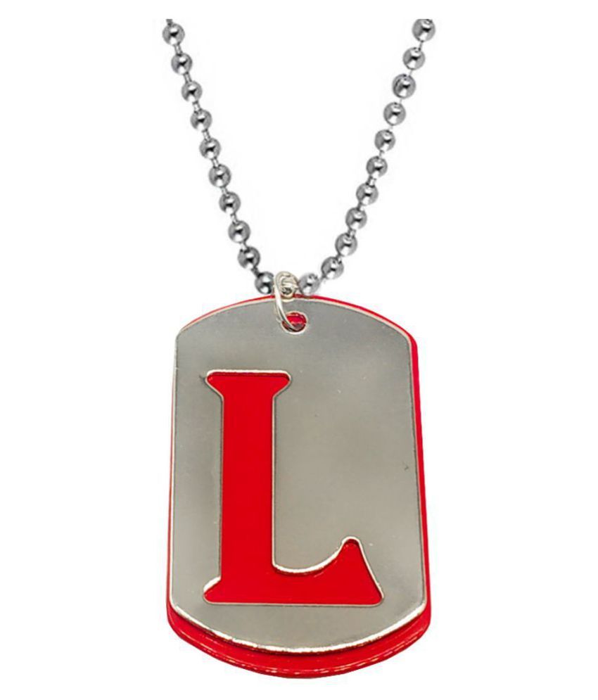 Men Style Letter L Alphabet Locket With Chain Stainless Steel, Metal ...